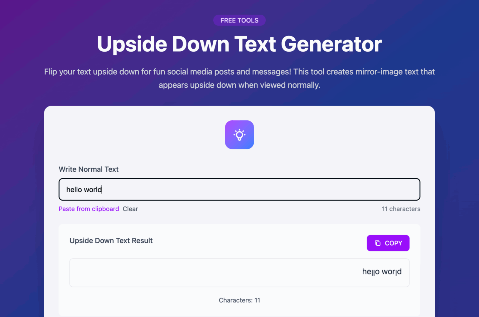 Generador de texto al revés - Bloggersideas